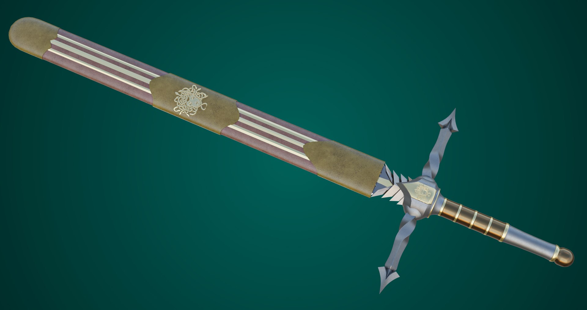 3D 5 Fantasy Swords All PBR Unity UE Textures Included model ...
