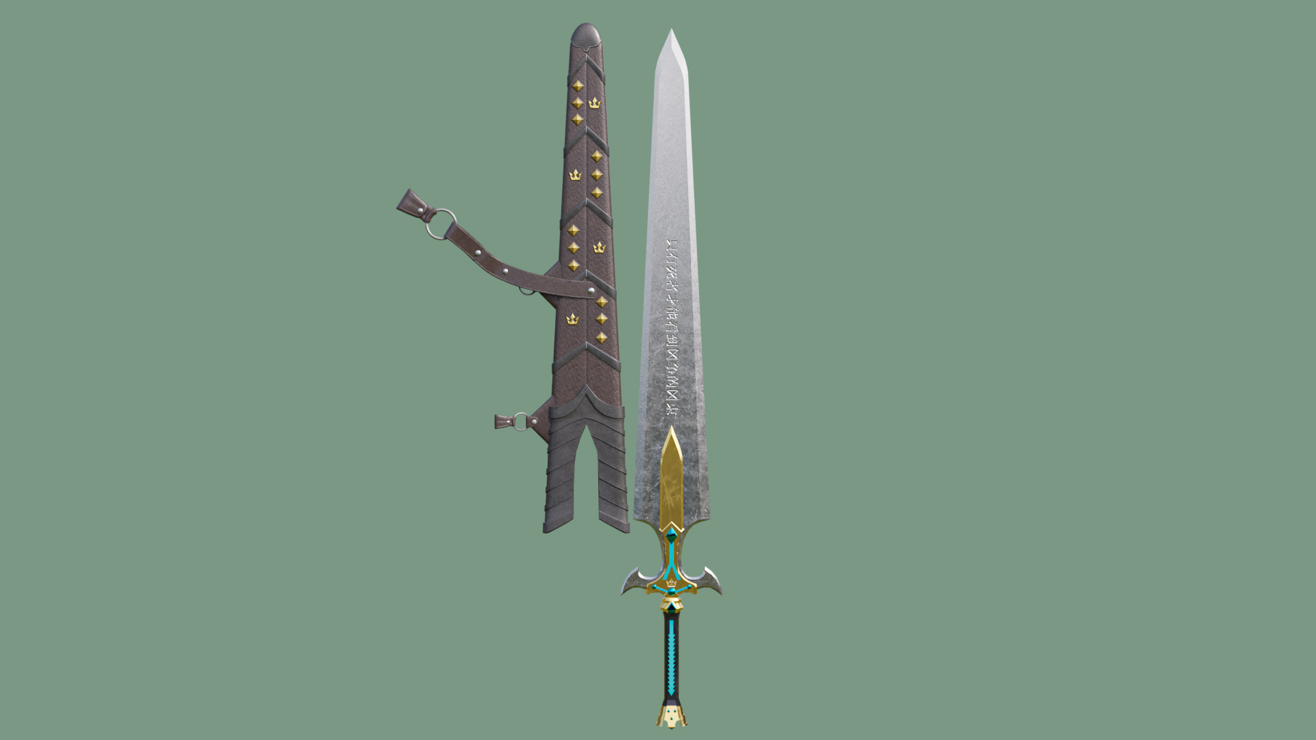 3D 5 Fantasy Swords All PBR Unity UE Textures Included model ...
