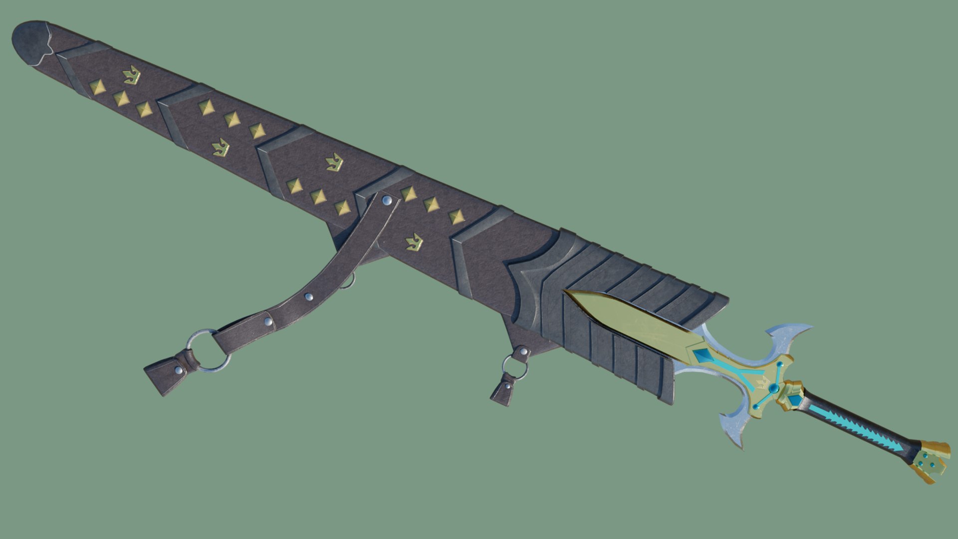 3D 5 Fantasy Swords All PBR Unity UE Textures Included model ...