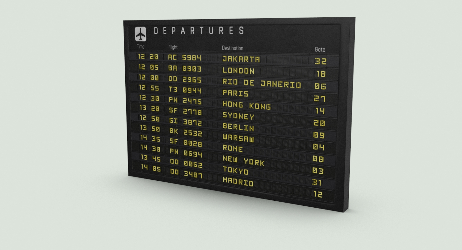3D New-flight-information-sign---text - TurboSquid 1160825