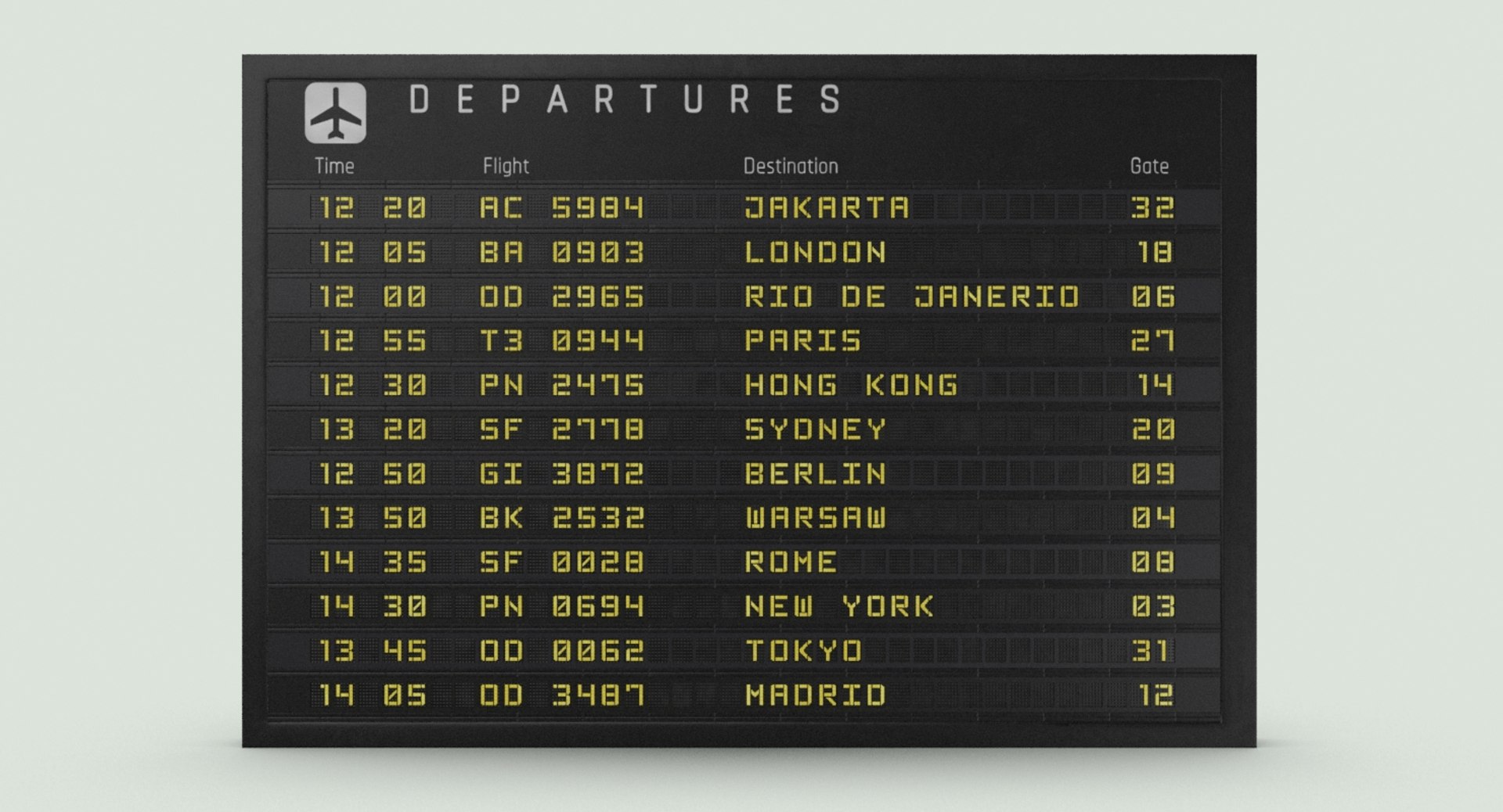 3D New-flight-information-sign---text - TurboSquid 1160825
