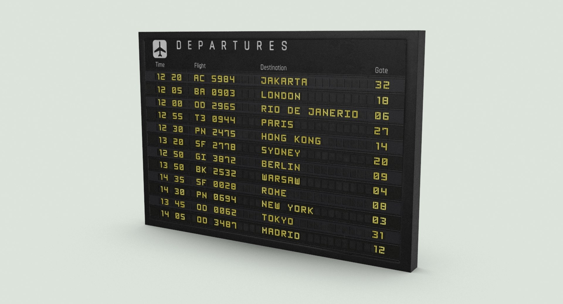 3D New-flight-information-sign---text - TurboSquid 1160825