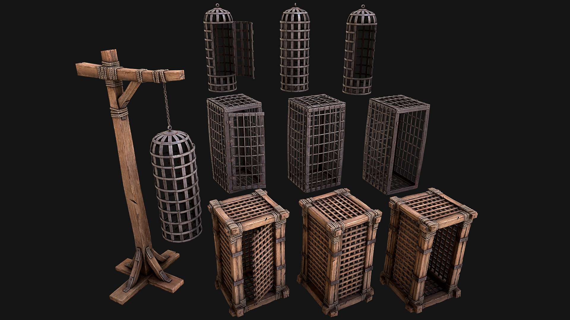 3D Medieval Torture Cage Set - TurboSquid 1989047