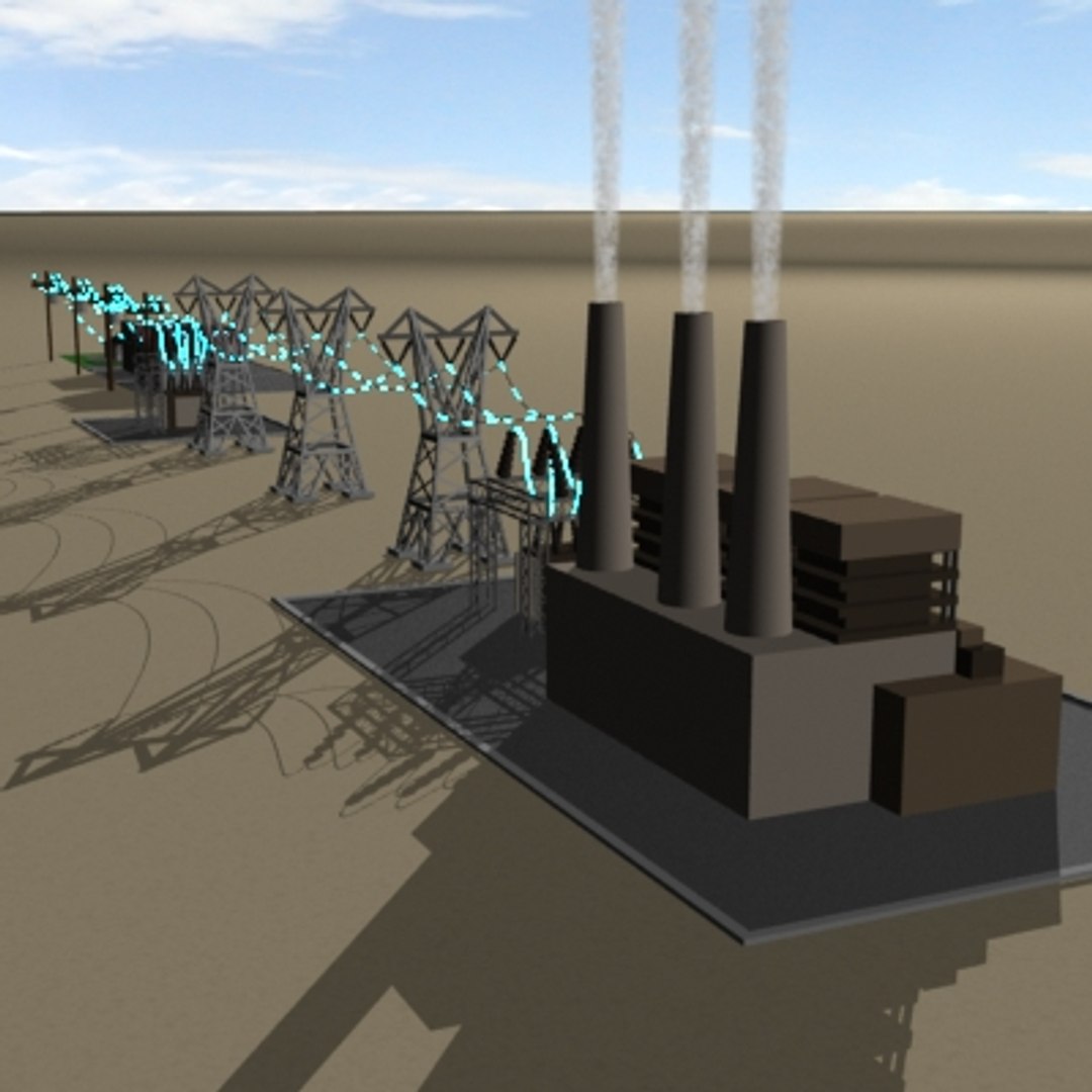 Electricity Flow Transmission 3d Model