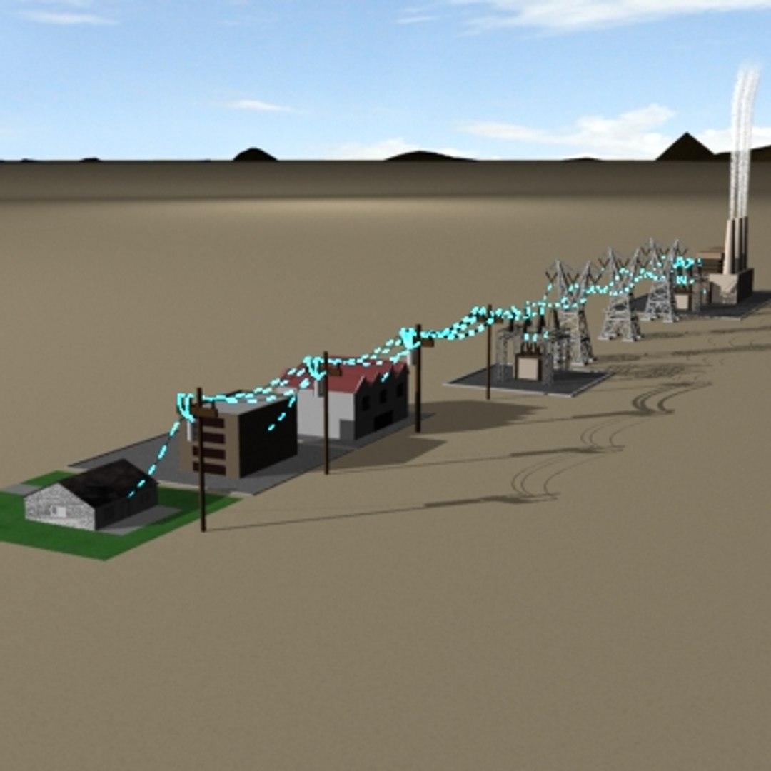 Electricity Flow Transmission 3d Model