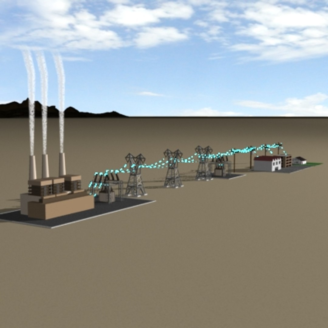 Electricity Flow Transmission 3d Model