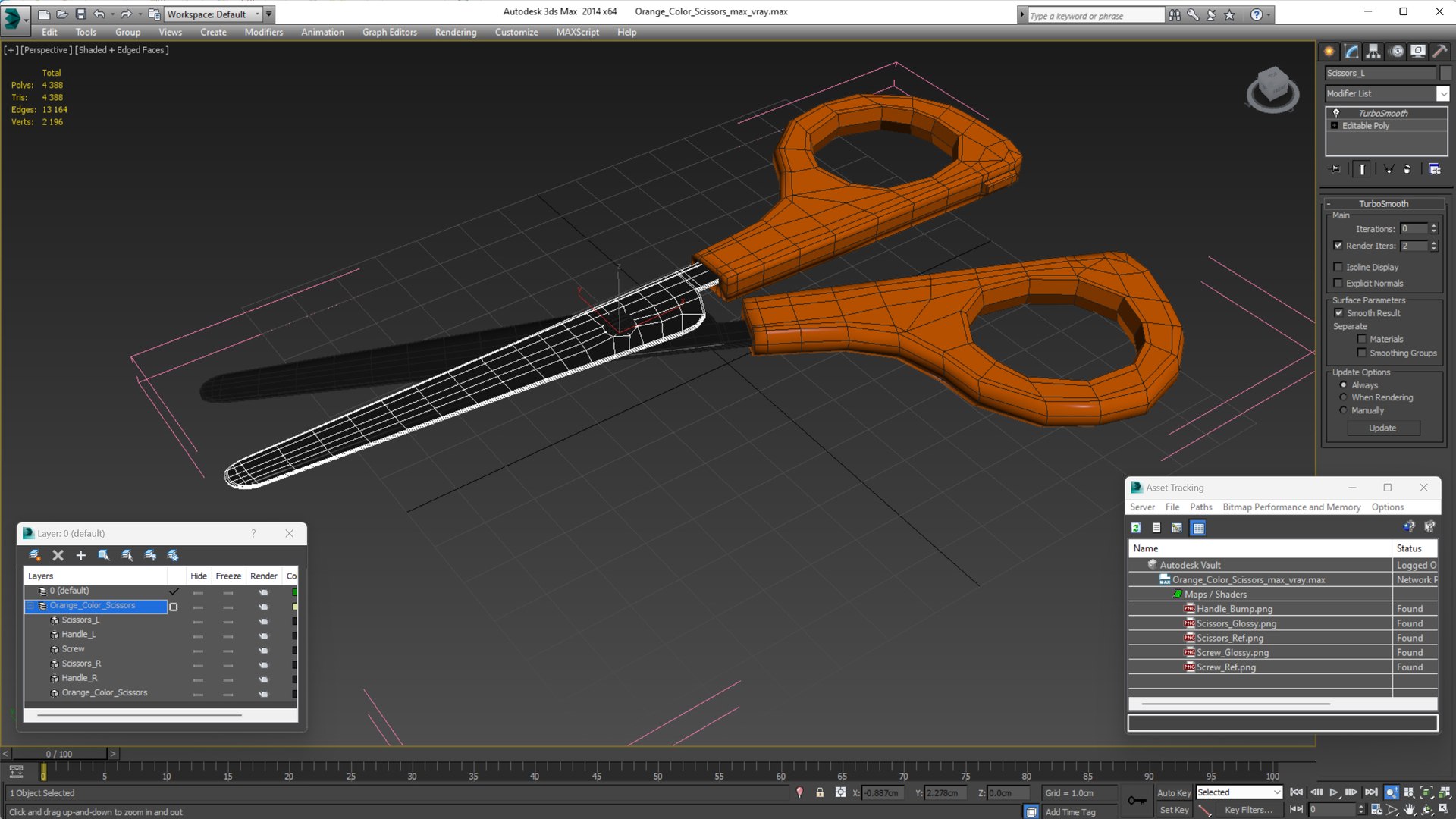 3D Orange Color Scissors model - TurboSquid 2130645