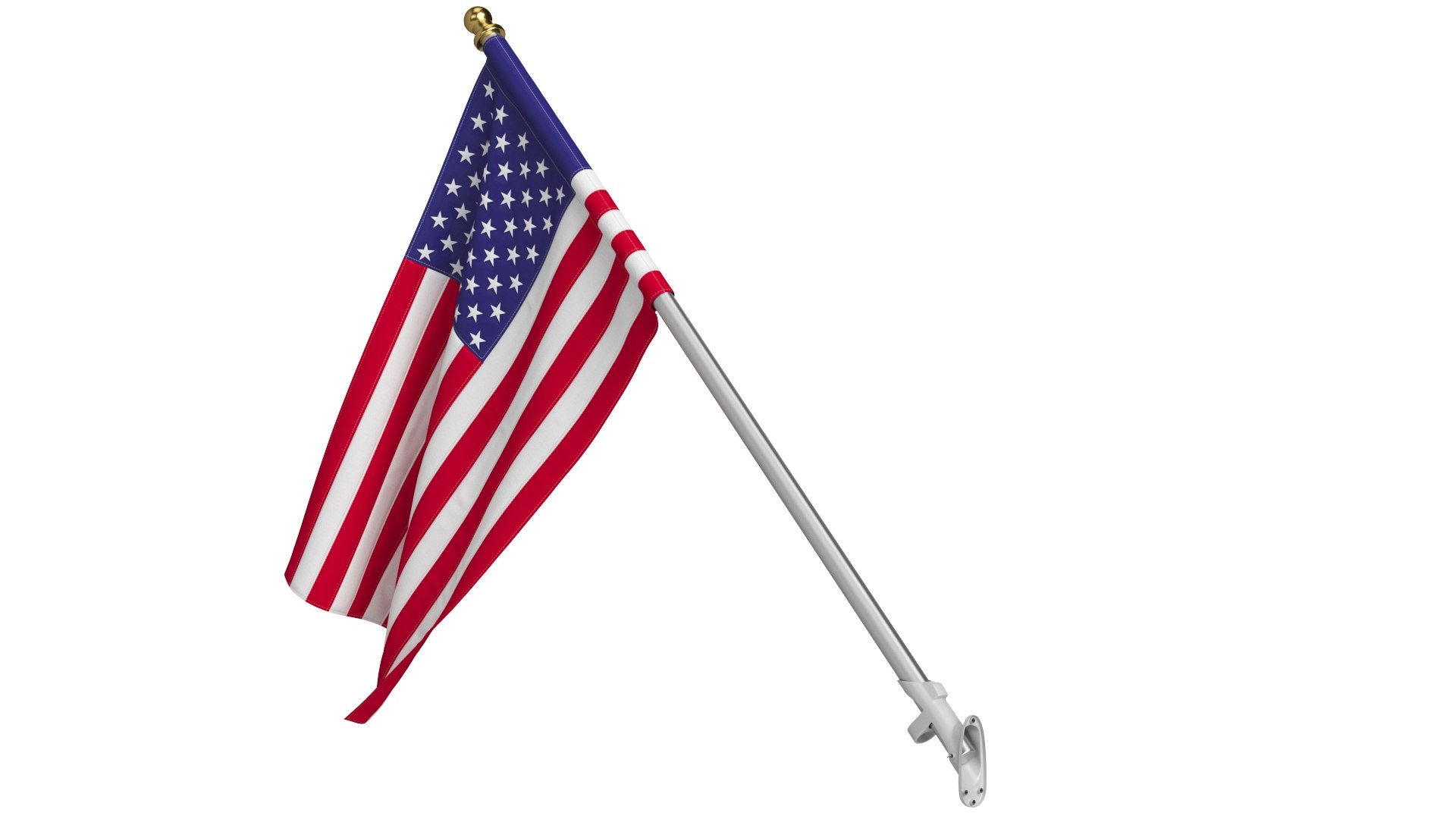 American Flag With Wall Mount Pole 3D Model - TurboSquid 2132569