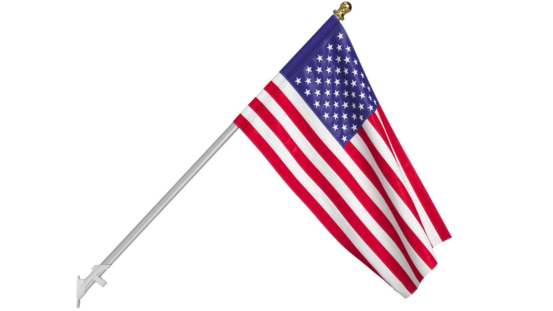 American Flag With Wall Mount Pole 3D Model - TurboSquid 2132569