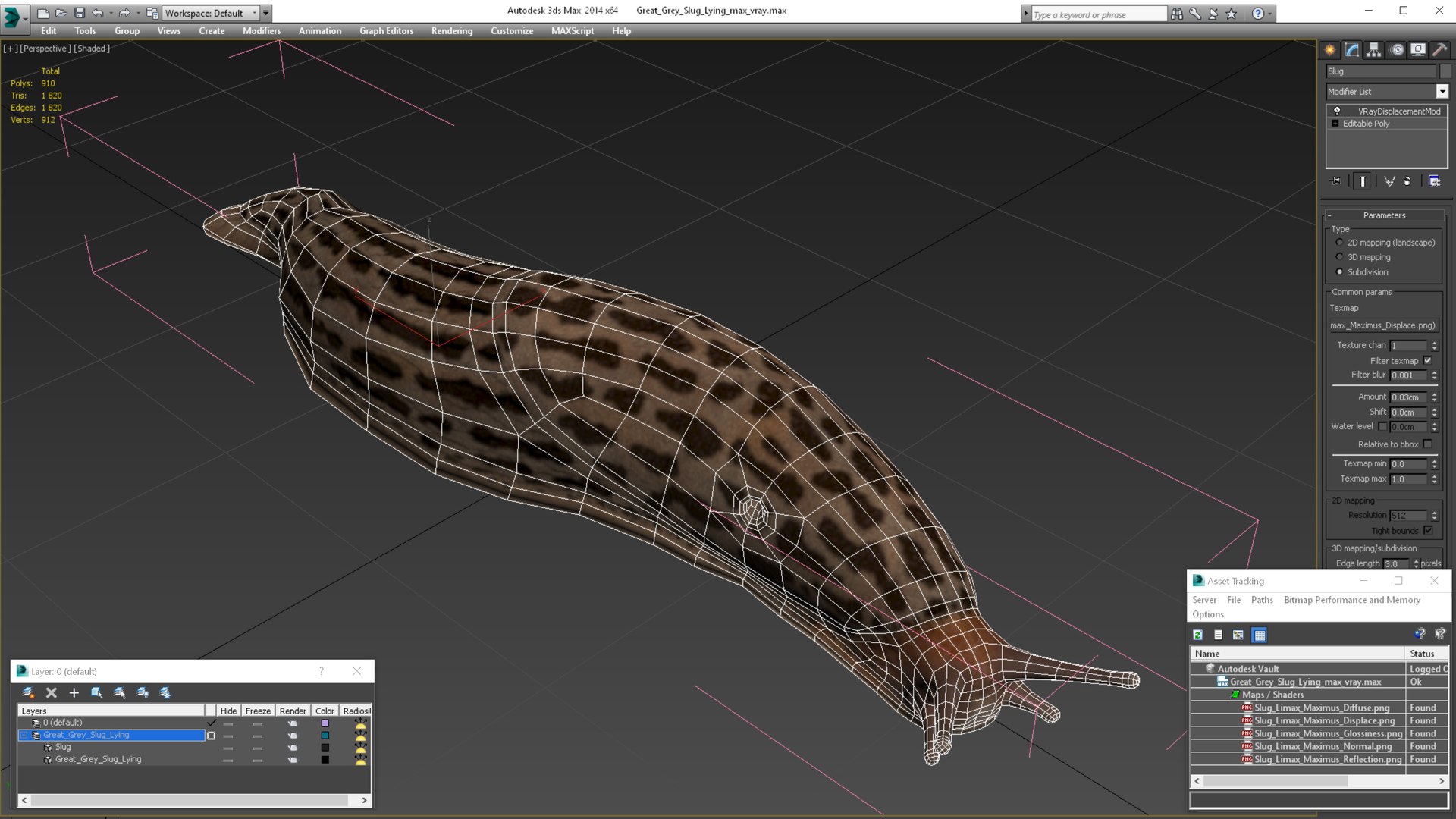 Great Grey Slug Lying 3D Model - TurboSquid 2015331
