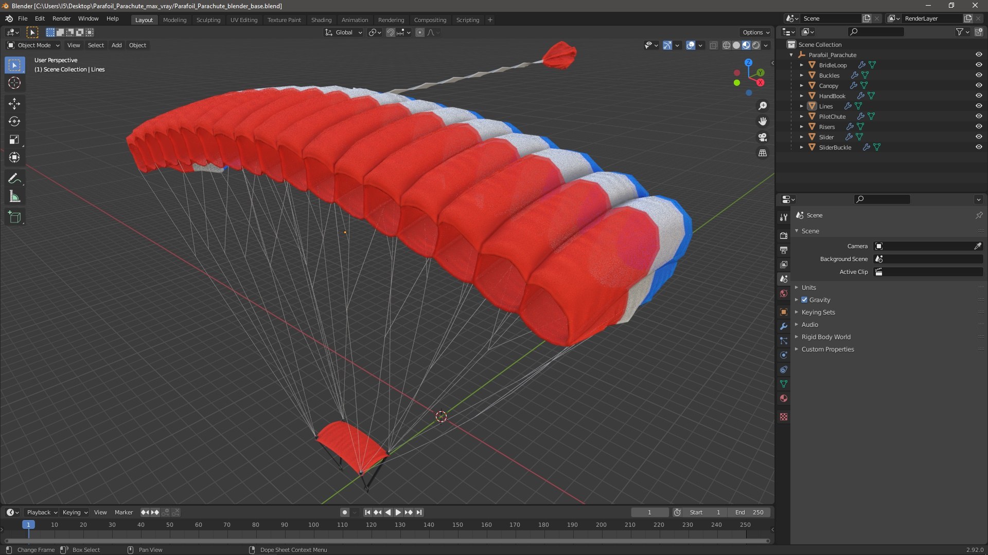 3D Parafoil Parachute Model - TurboSquid 2219515