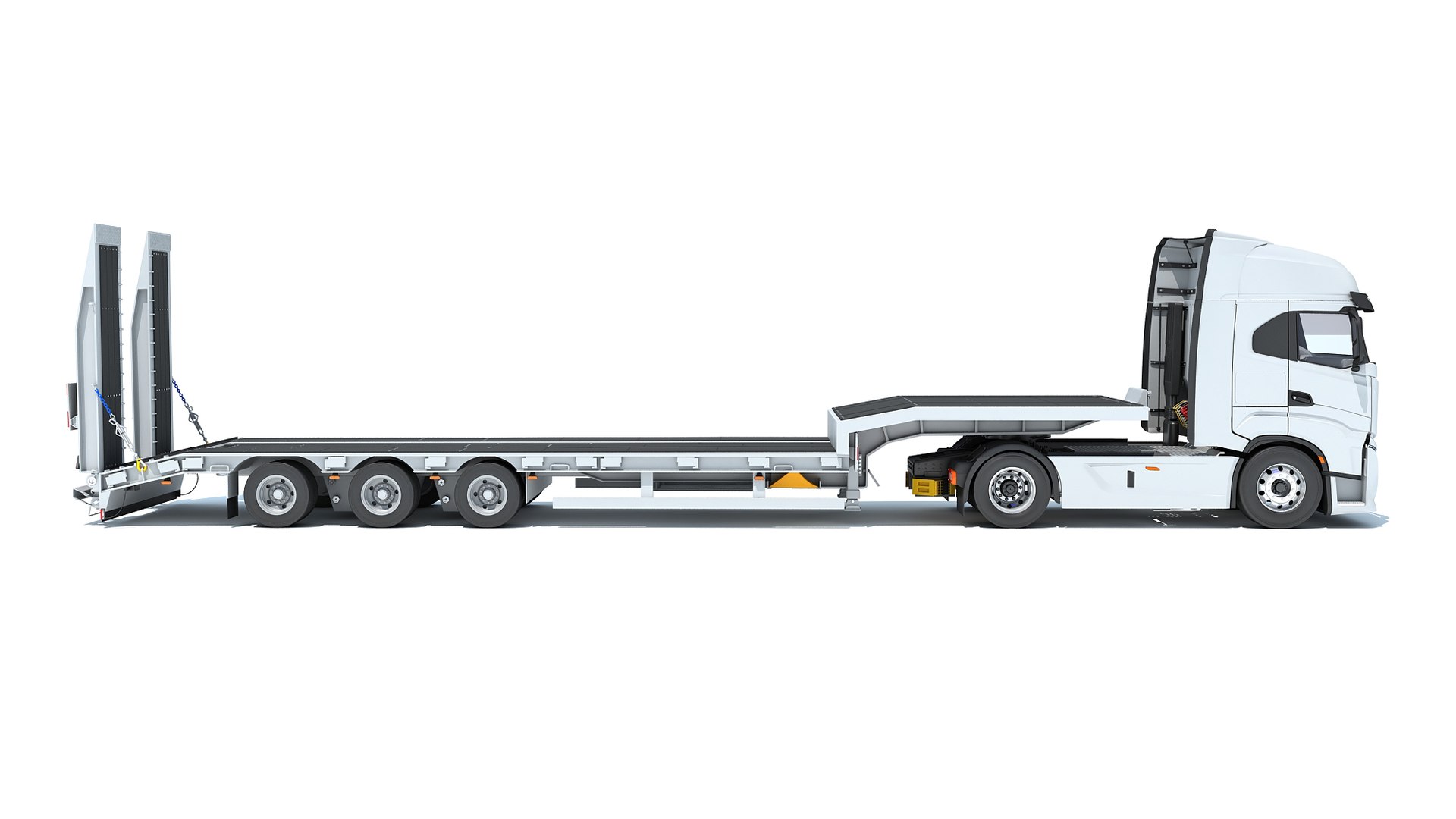 Truck With Platform Trailer 3D Model - TurboSquid 2164869