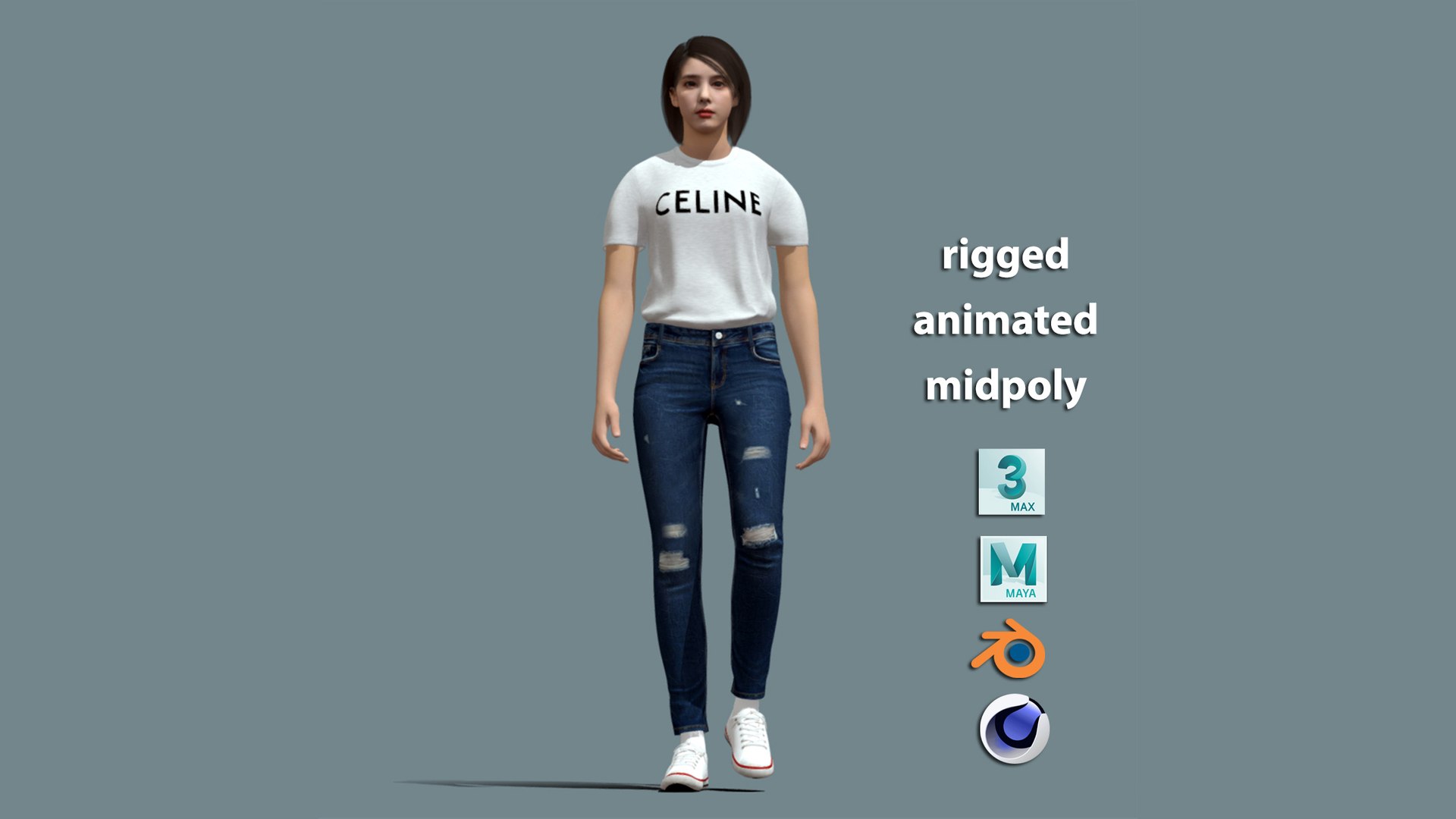 3D Casual Girl Walking Model - TurboSquid 2299572