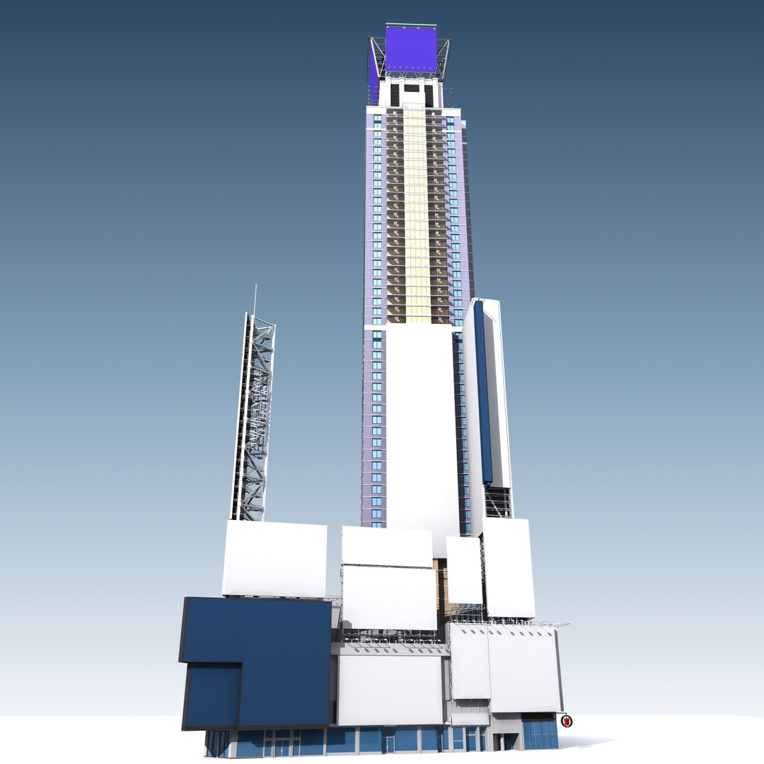 W square building 3D model - TurboSquid 1368456