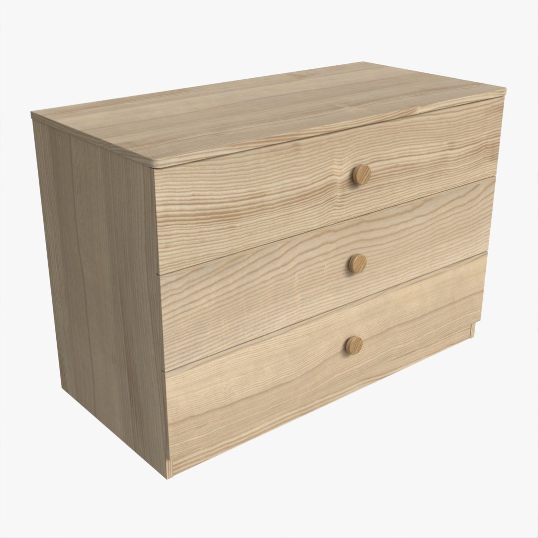 3D Large Children Dresser 3-drawer model - TurboSquid 2128241