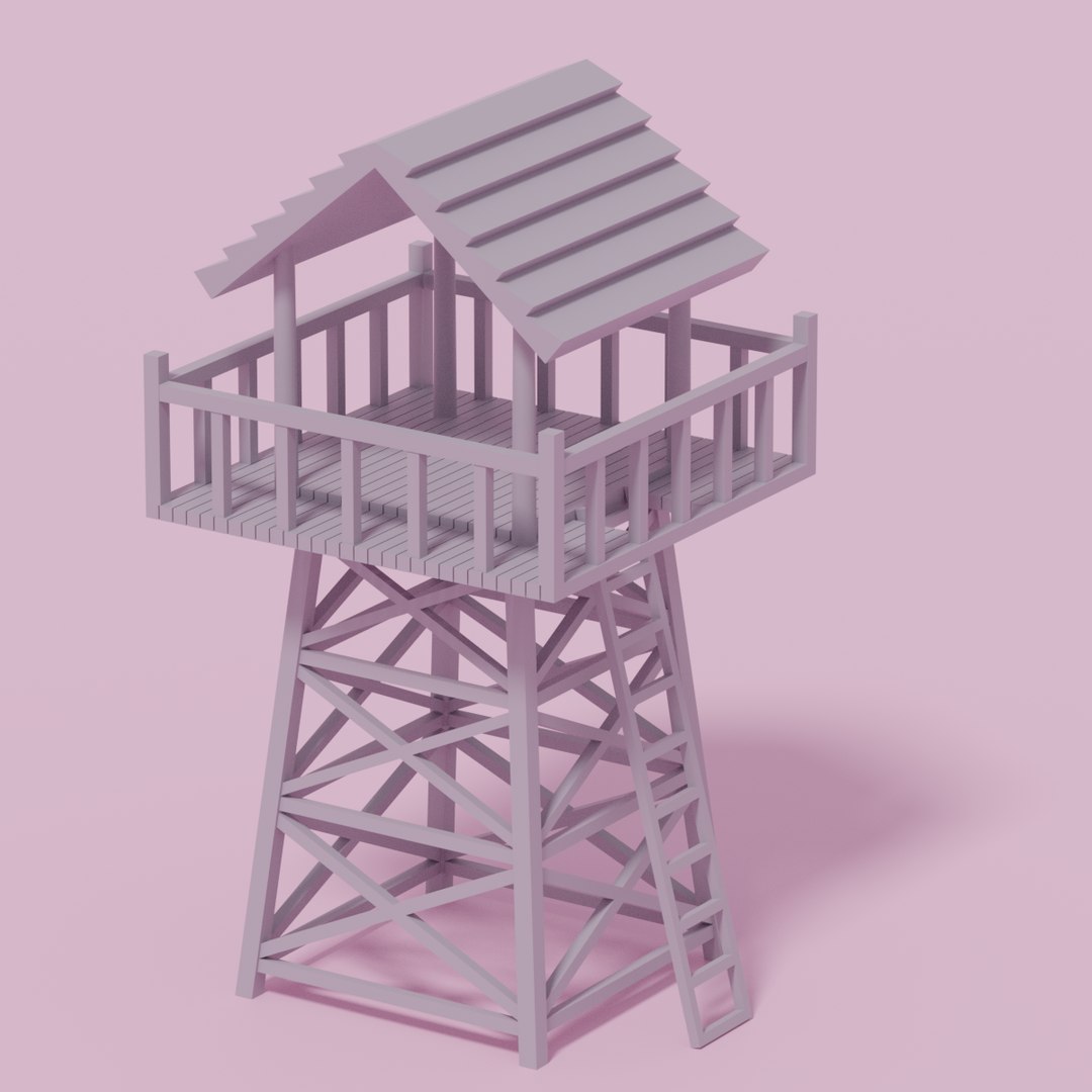 3D Low Poly Wooden Watch Tower - TurboSquid 2157035