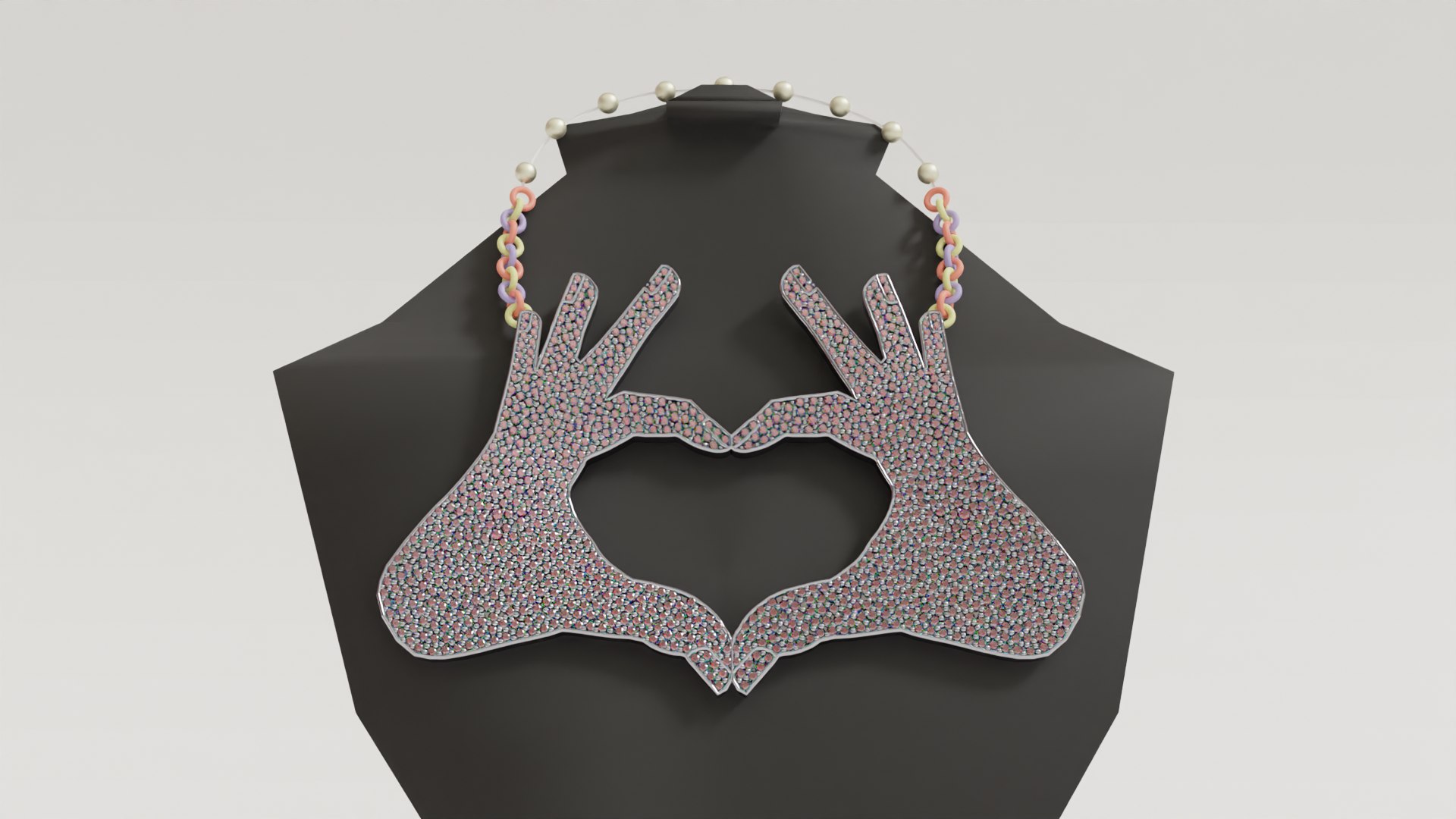 Diamond Hands Heart Chain Necklace 3D - TurboSquid 2024890
