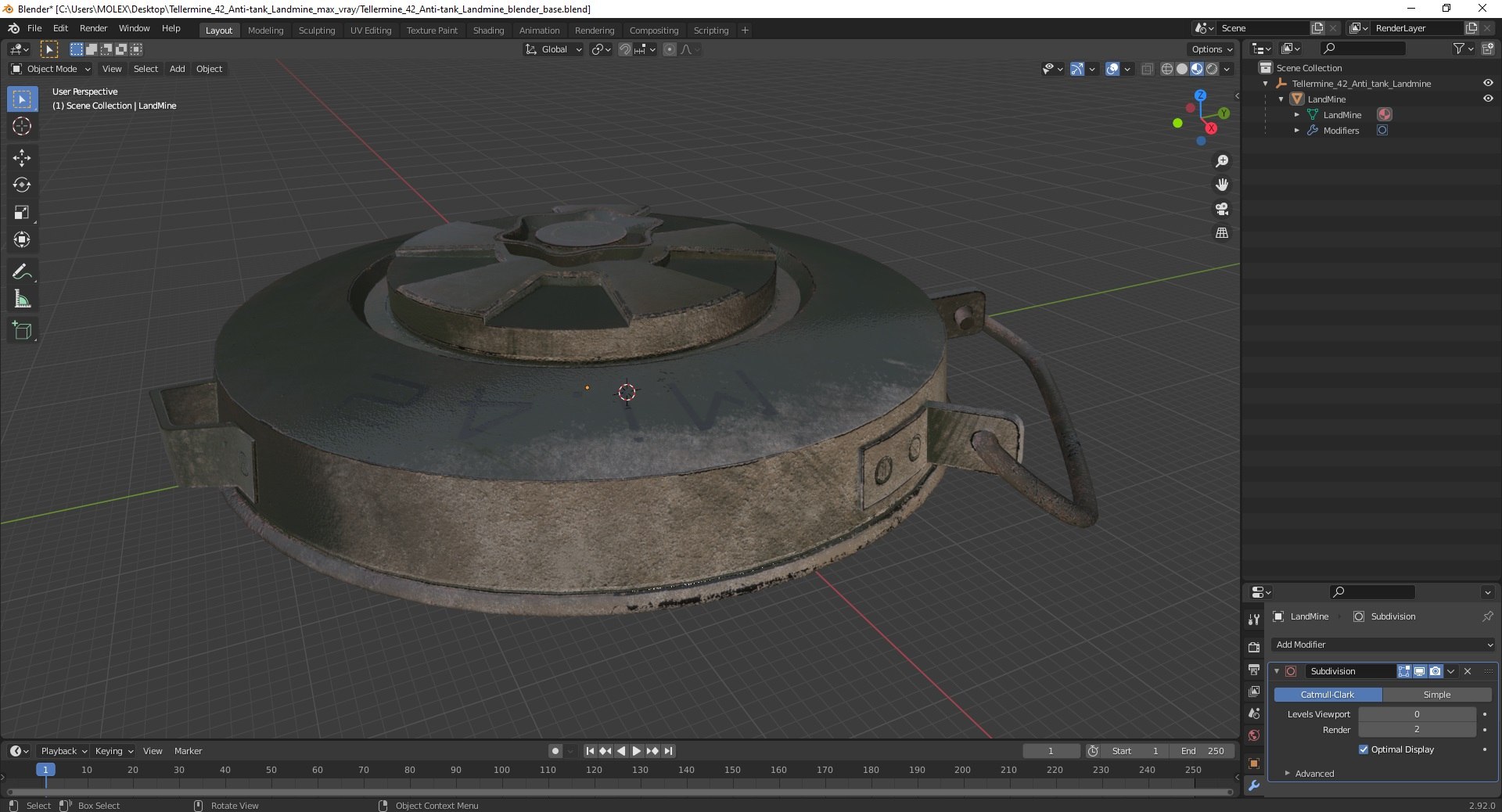 3D Tellermine 42 Anti-tank Landmine - TurboSquid 2120429