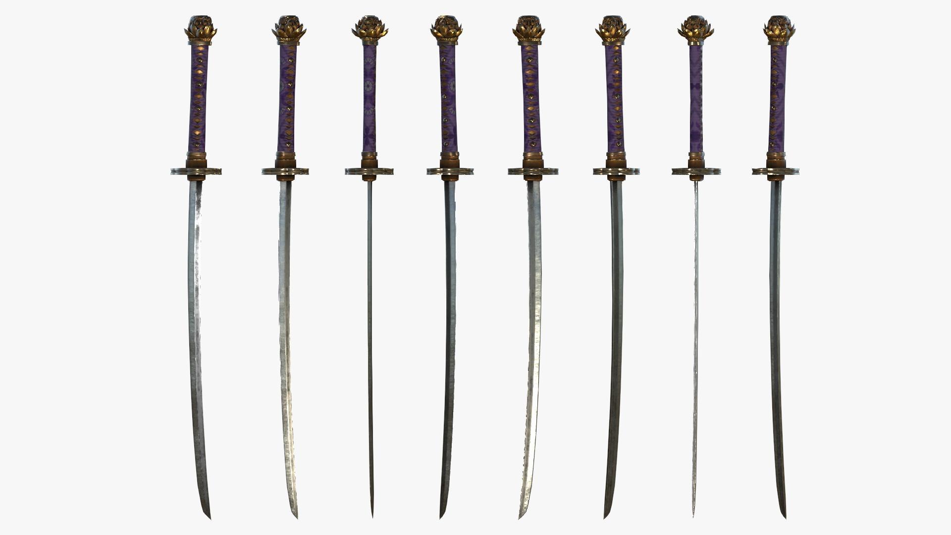 3D Model Fantasy Sword RPG Japanese Tachi Nodachi Katana Uchigatana ...