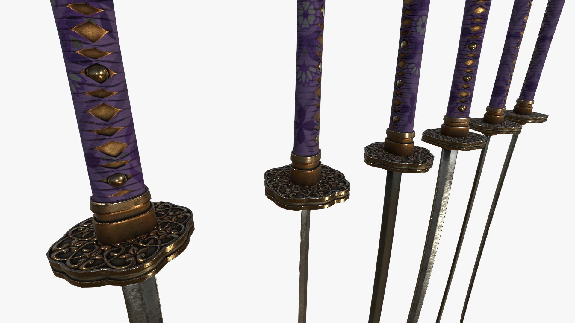 3D Model Fantasy Sword RPG Japanese Tachi Nodachi Katana Uchigatana ...