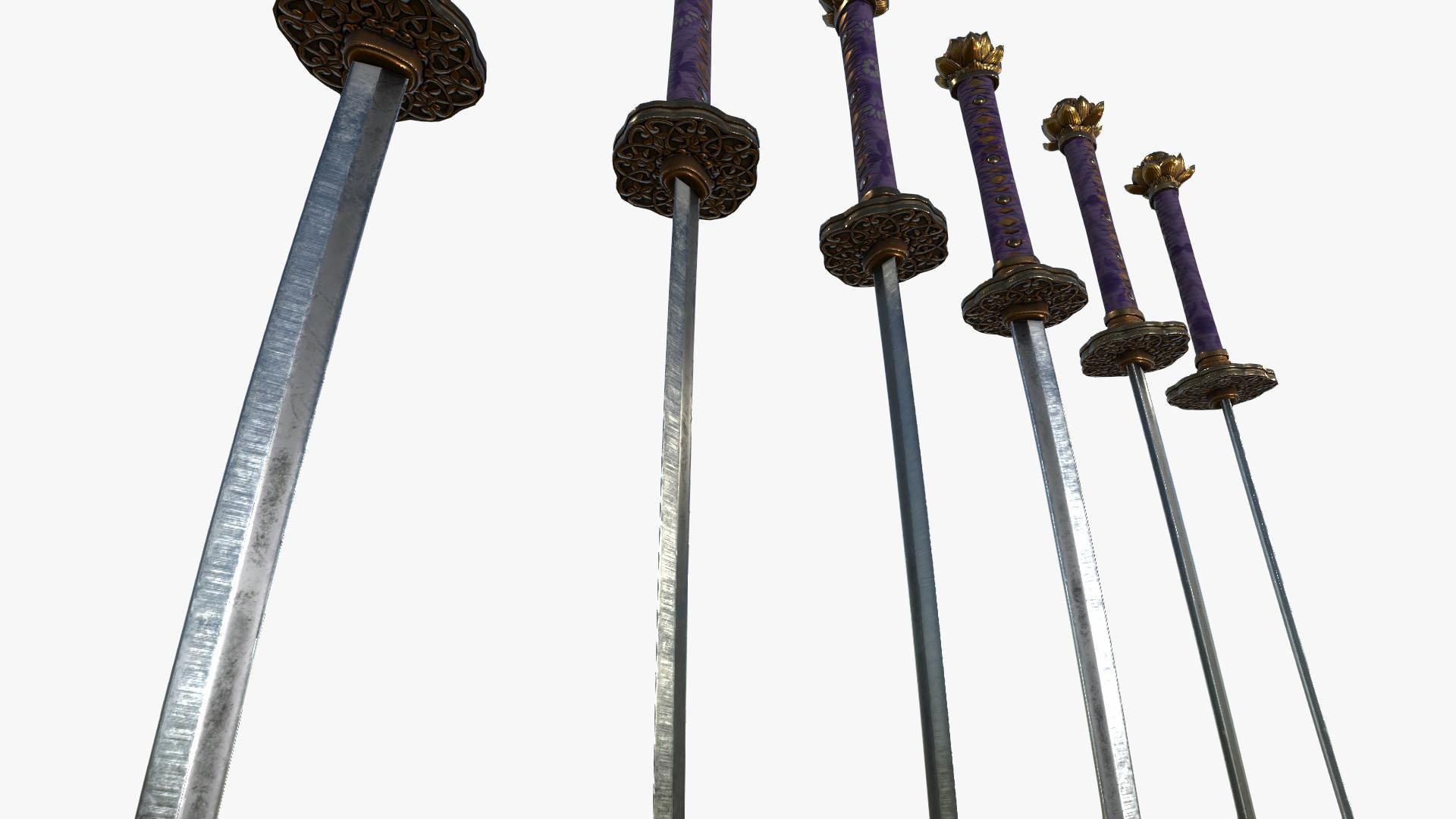 3D Model Fantasy Sword RPG Japanese Tachi Nodachi Katana Uchigatana ...
