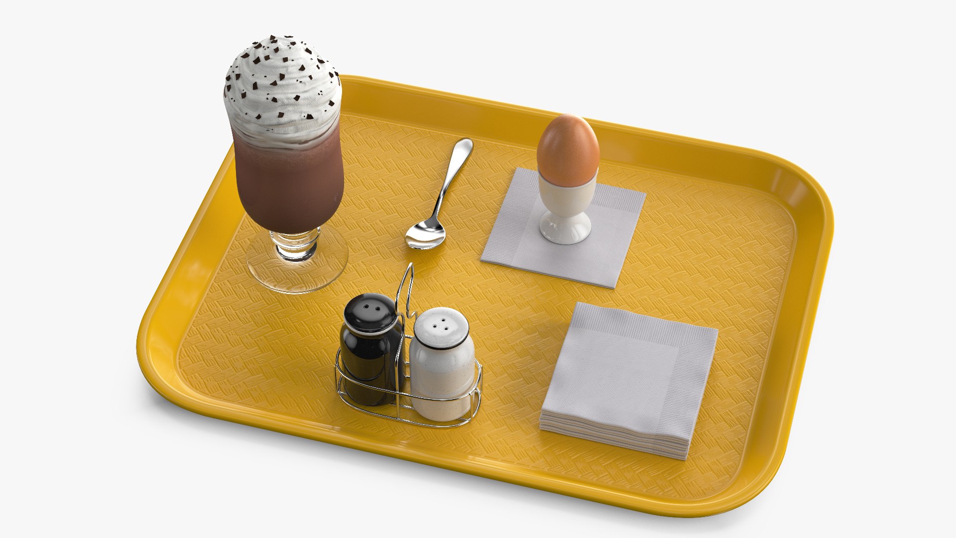 Breakfast Tray Set With Egg And Hot Beverage Model - TurboSquid 2304565