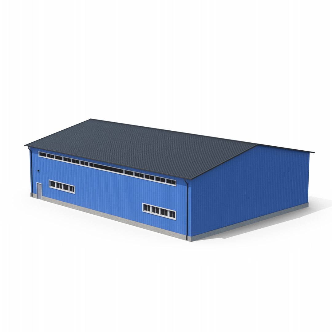 Blue Industrial Building Warehouse Model - TurboSquid 2293641