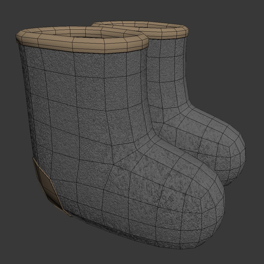 3d model cartoon felt boots