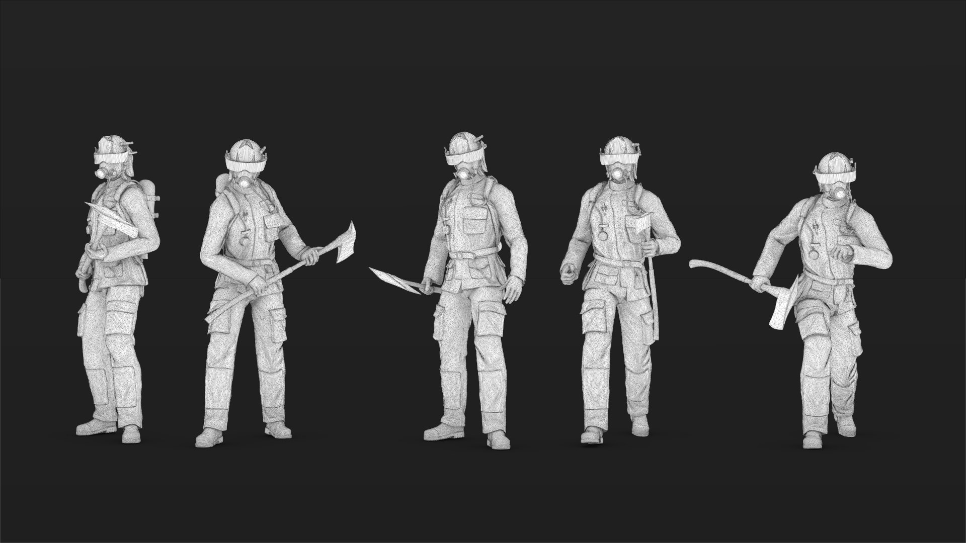 Fireman Figure Set 01 3D Model - TurboSquid 1750904