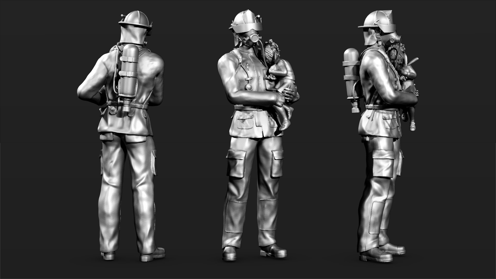 Fireman Figure Set 01 3D Model - TurboSquid 1750904