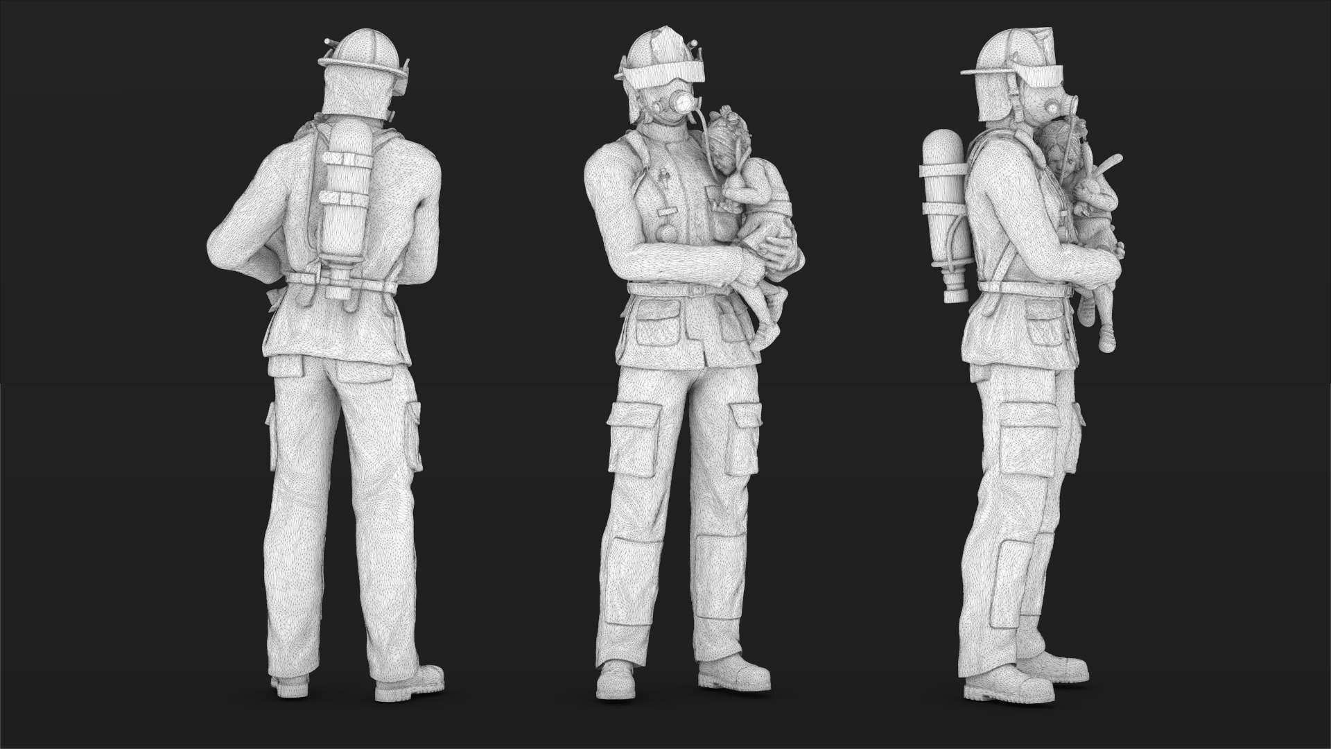 Fireman Figure Set 01 3D Model - TurboSquid 1750904