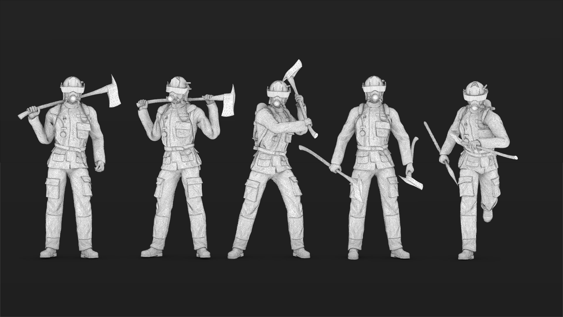 Fireman Figure Set 01 3D Model - TurboSquid 1750904