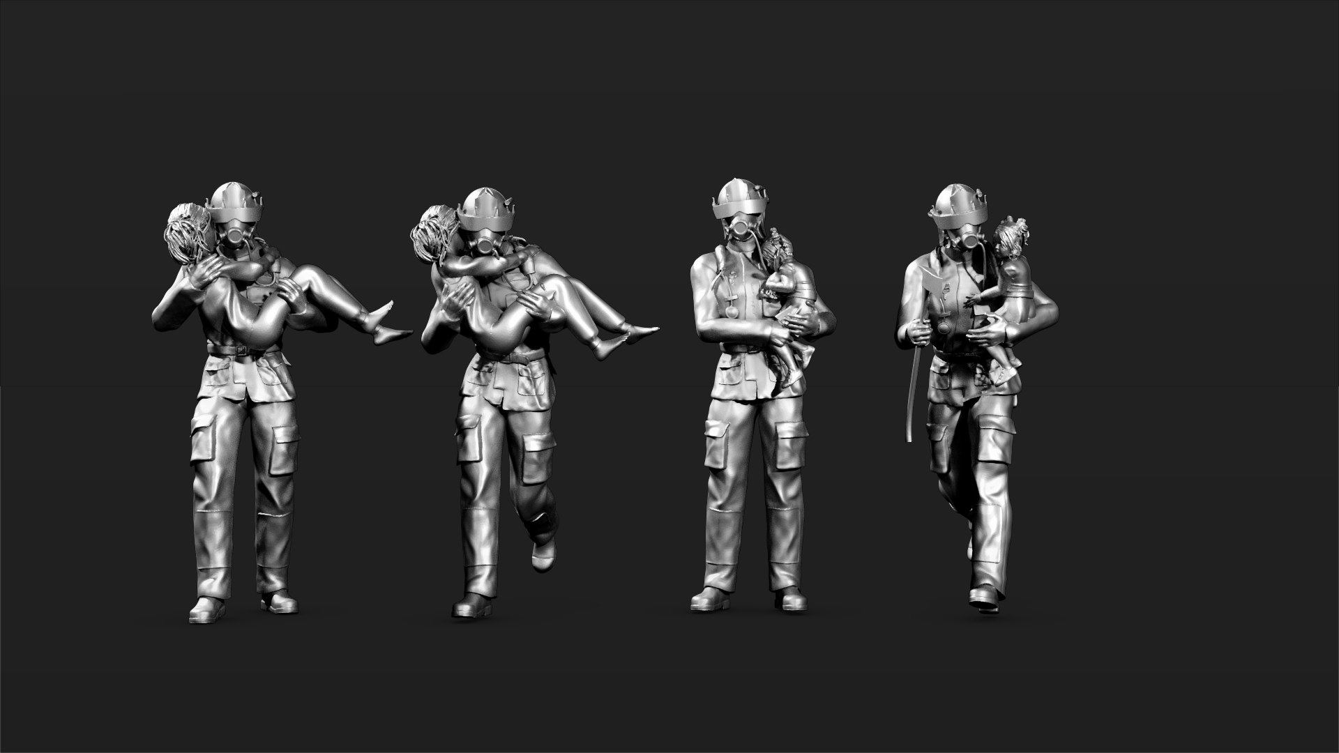 Fireman Figure Set 01 3D Model - TurboSquid 1750904