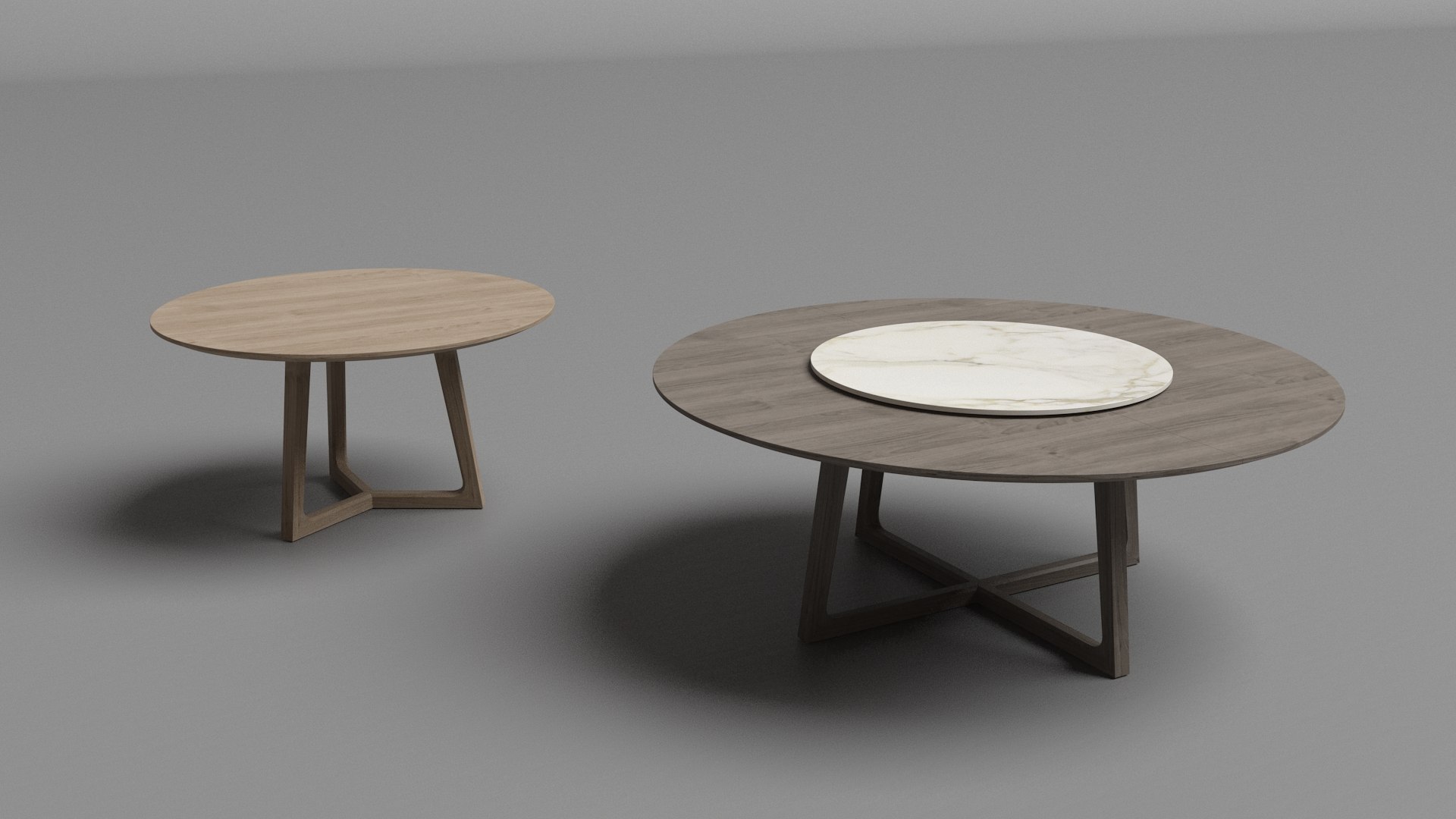 Poliform Concorde Modern Round Coffee Table Set - Wood And Marble ...