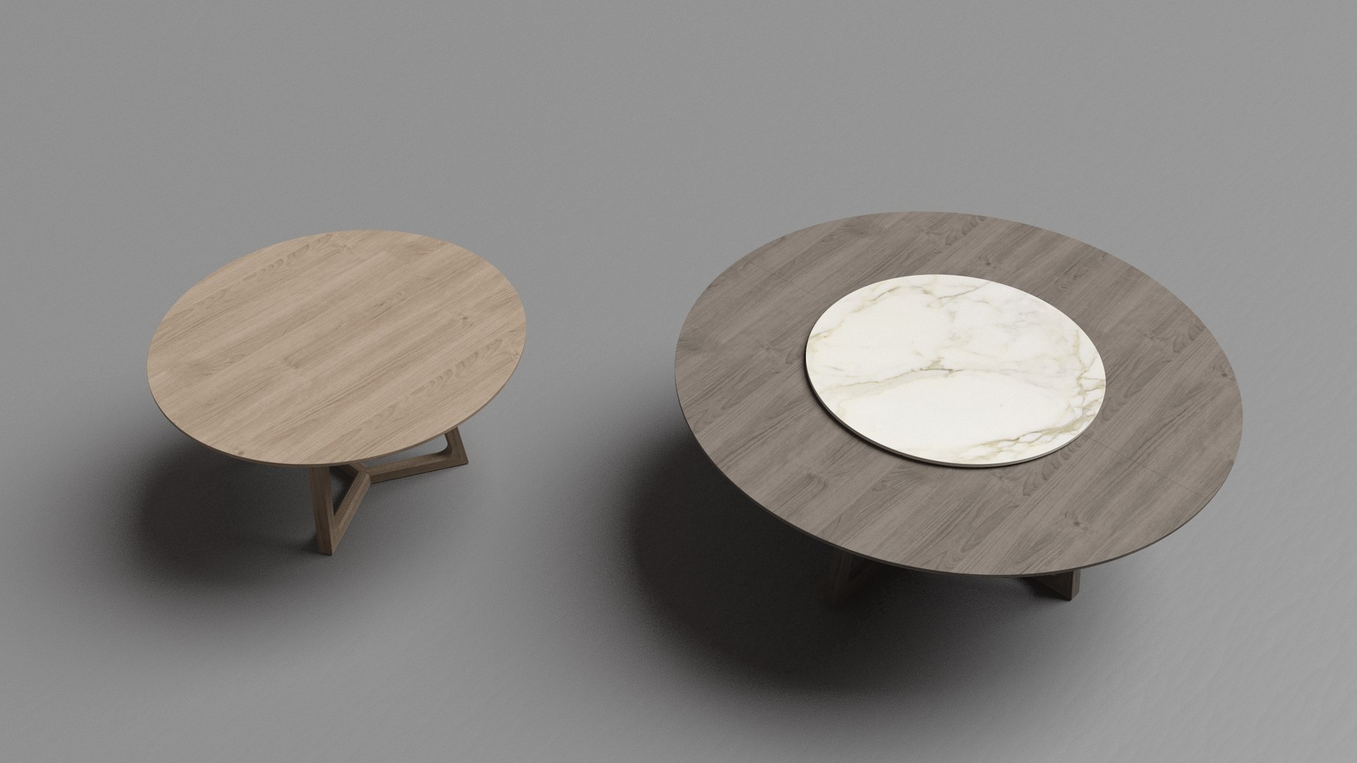 Poliform Concorde Modern Round Coffee Table Set - Wood And Marble ...
