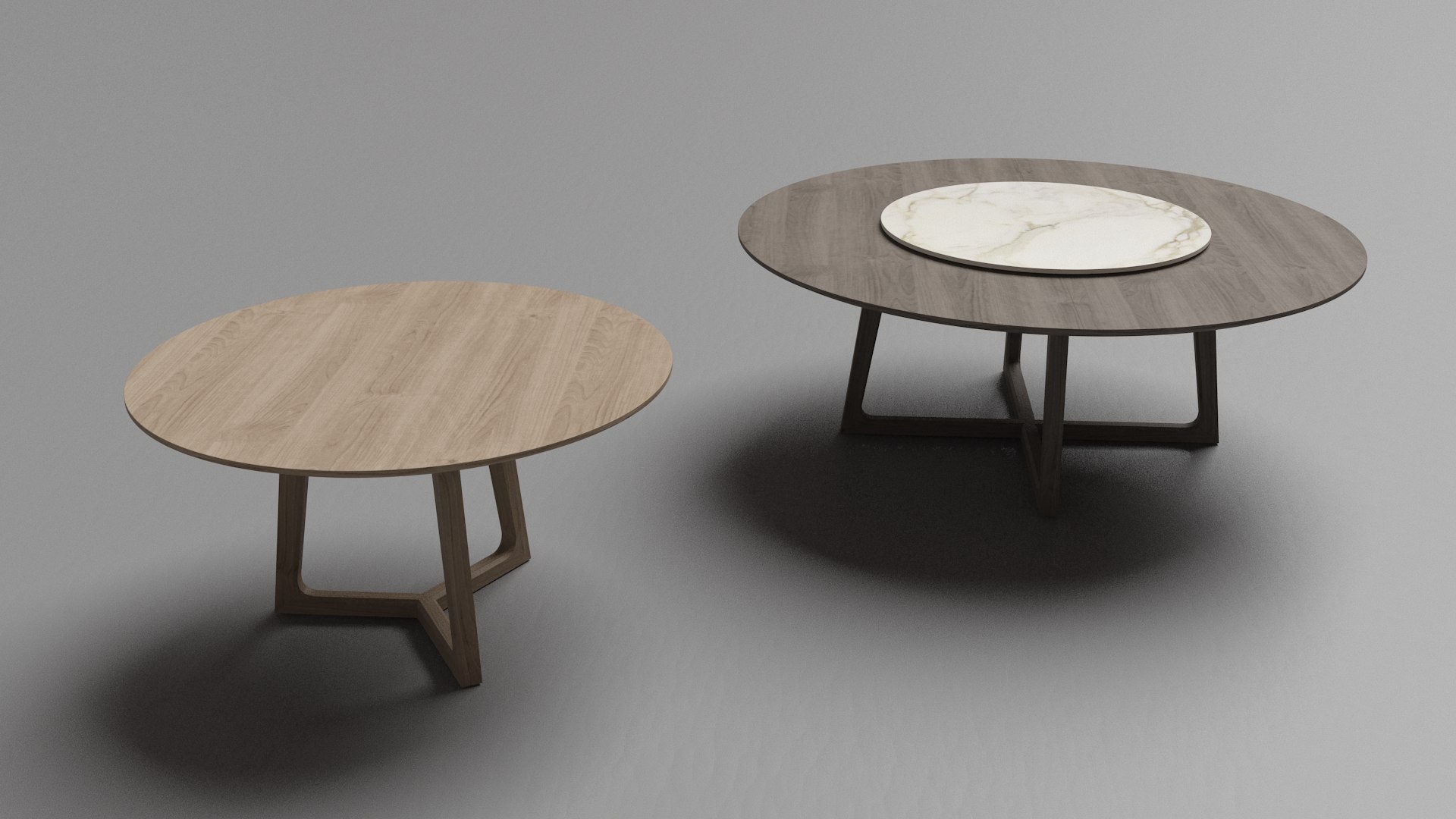Poliform Concorde Modern Round Coffee Table Set - Wood And Marble ...