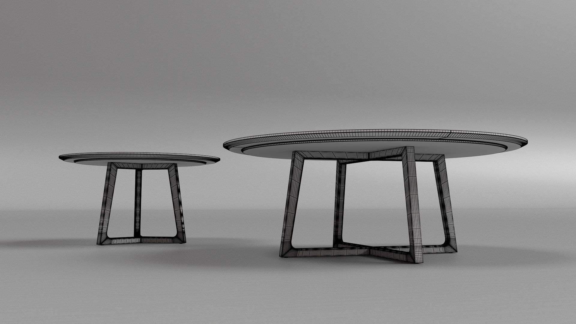 Poliform Concorde Modern Round Coffee Table Set - Wood And Marble ...