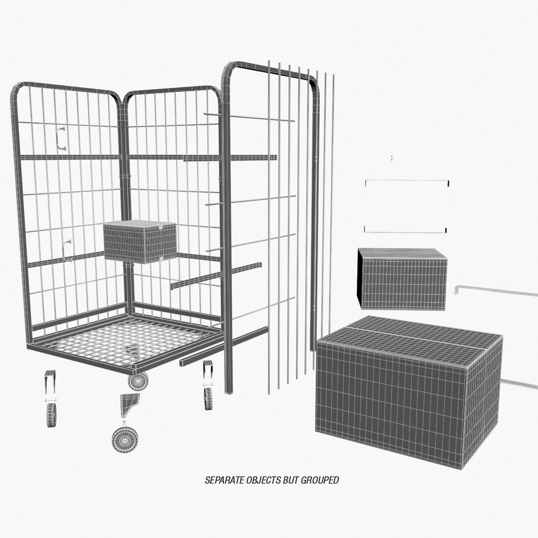 Wire Mesh Roll Container 3D Model - TurboSquid 1277849
