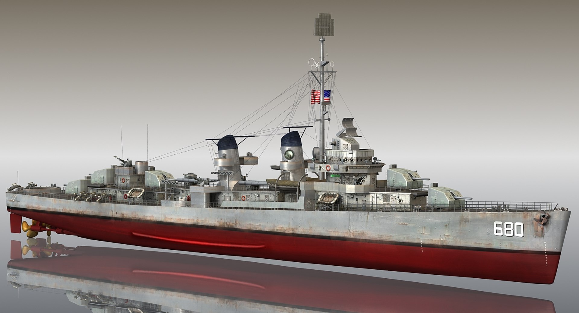 Uss melvin dd fletcher 3D model - TurboSquid 1222391