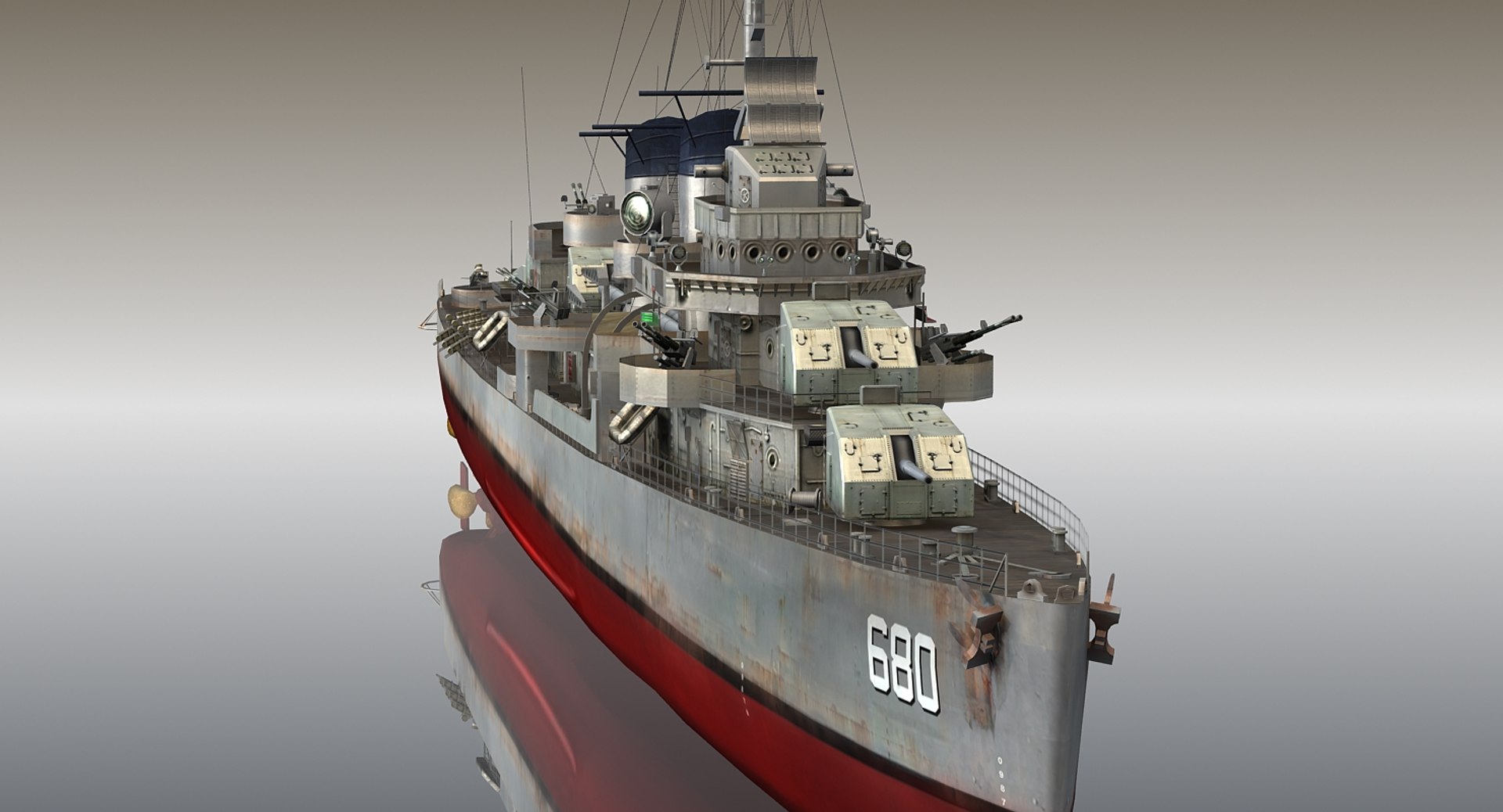 Uss melvin dd fletcher 3D model - TurboSquid 1222391