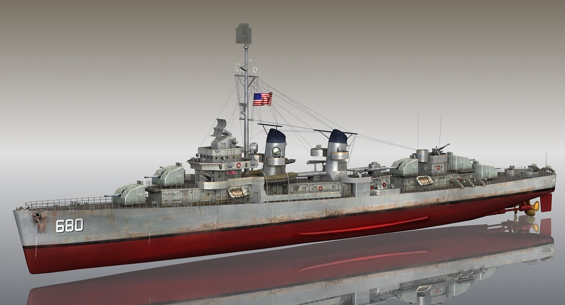 Uss melvin dd fletcher 3D model - TurboSquid 1222391