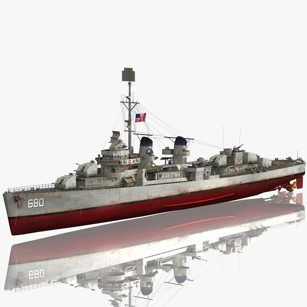 梅尔文号（DD-680）弗莱彻级驱逐舰3D模型 - TurboSquid 1222391