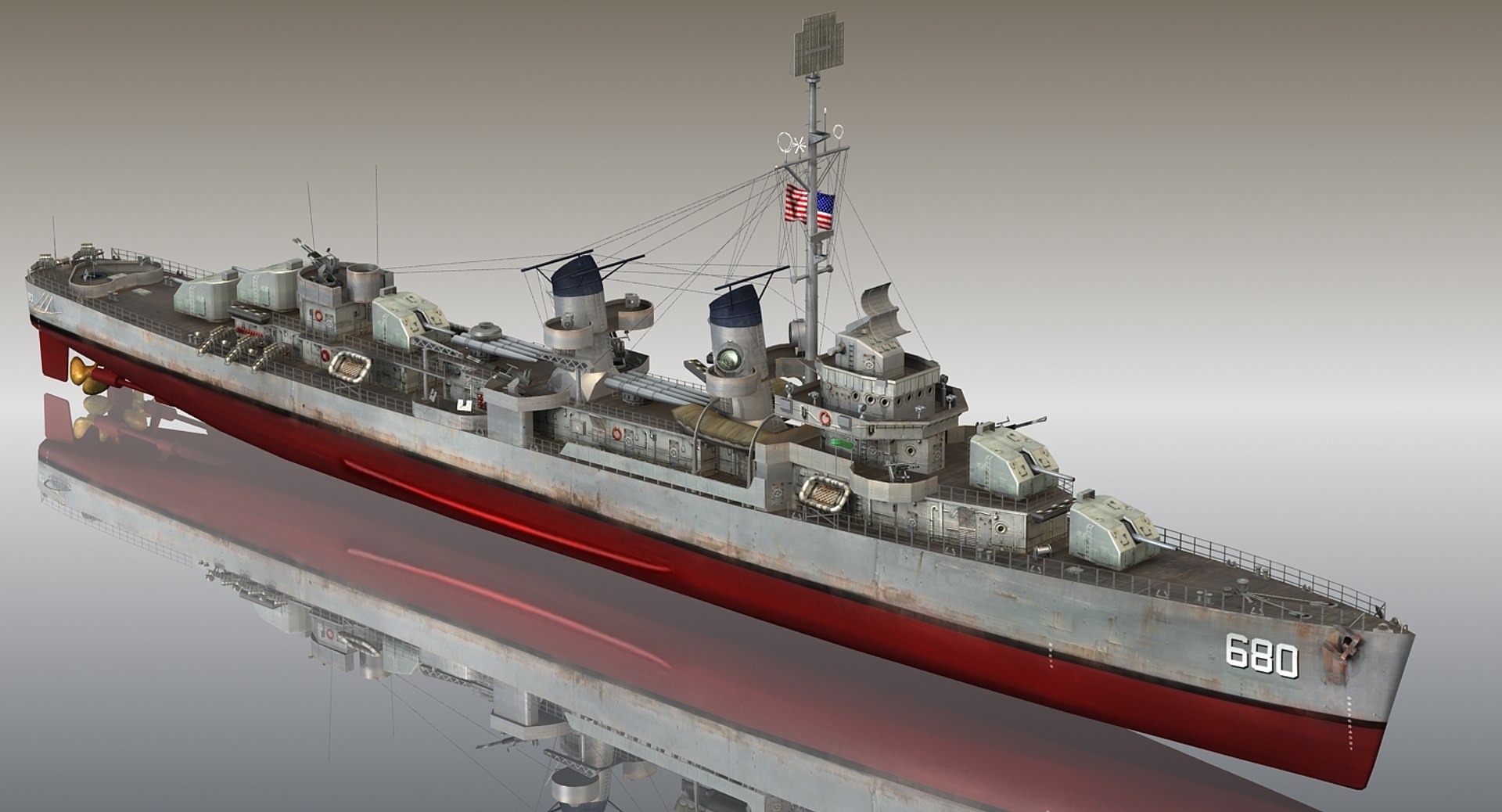 Uss melvin dd fletcher 3D model - TurboSquid 1222391