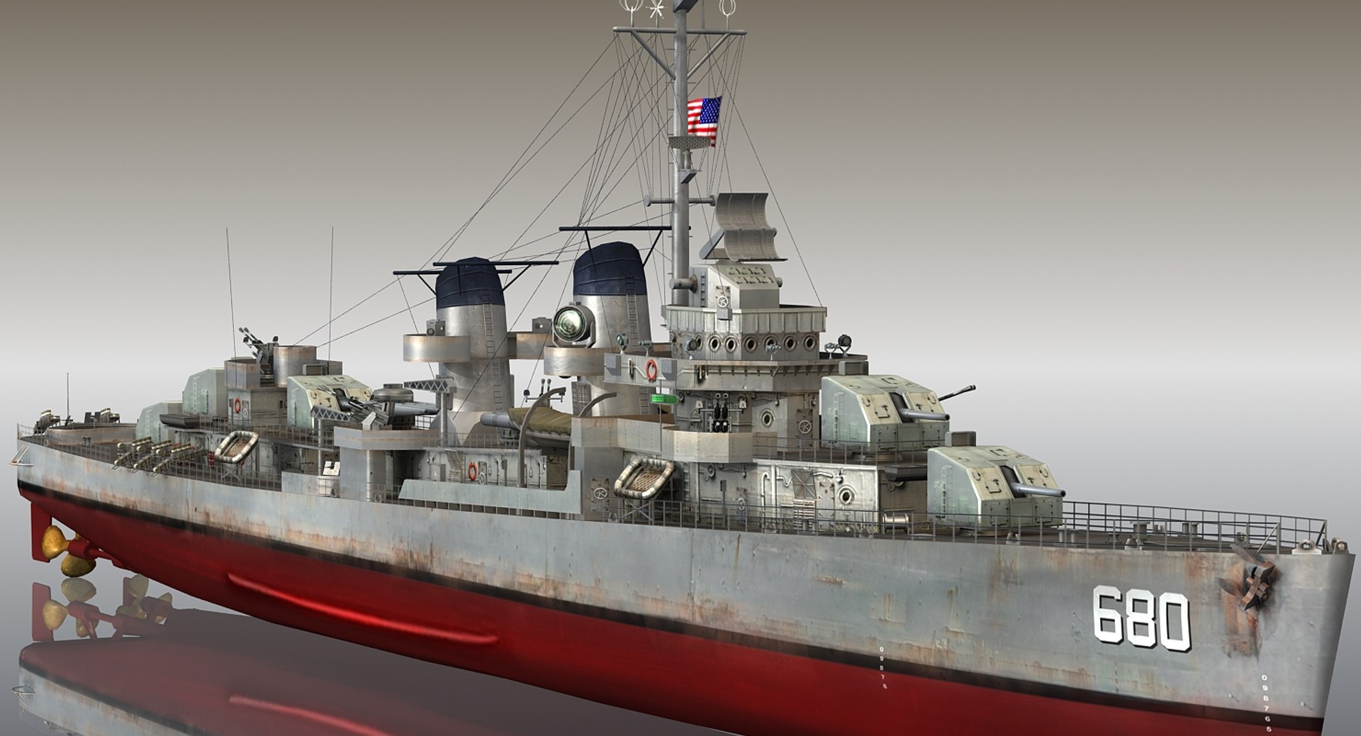 Uss melvin dd fletcher 3D model - TurboSquid 1222391