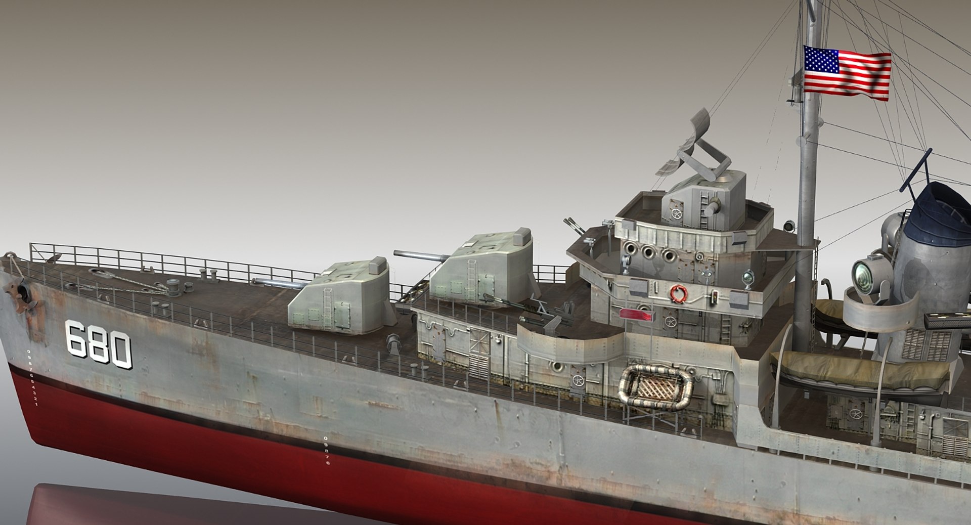 Uss Melvin Dd Fletcher 3D Model - TurboSquid 1222391