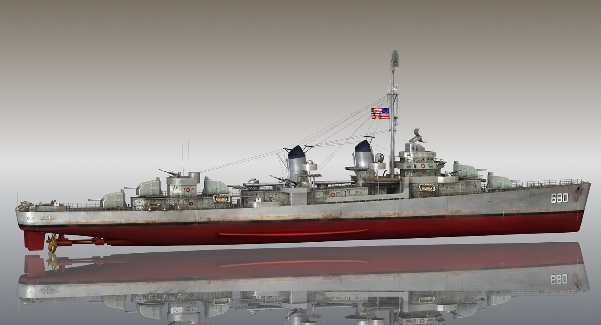 Uss melvin dd fletcher 3D model - TurboSquid 1222391