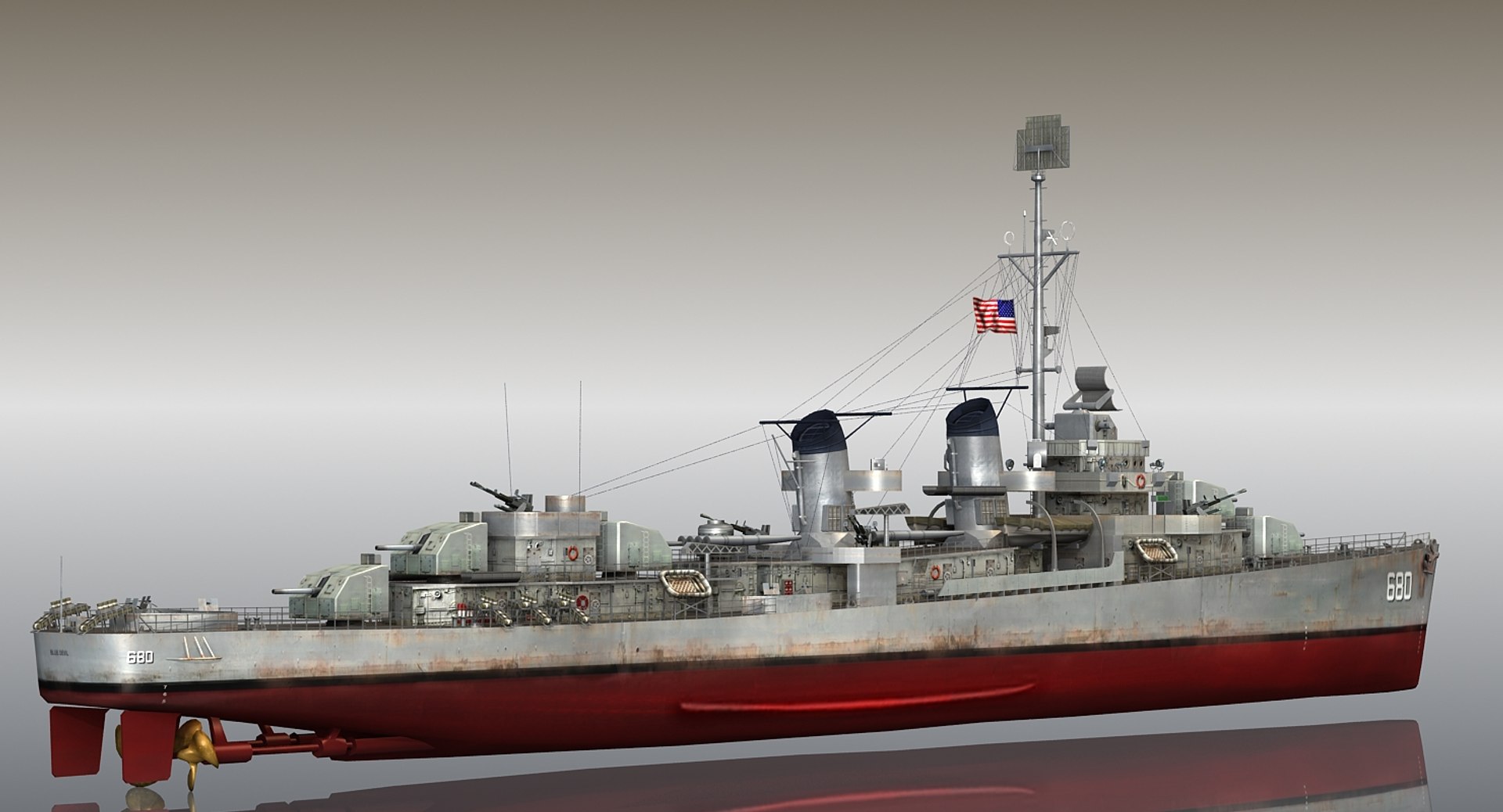 Uss melvin dd fletcher 3D model - TurboSquid 1222391