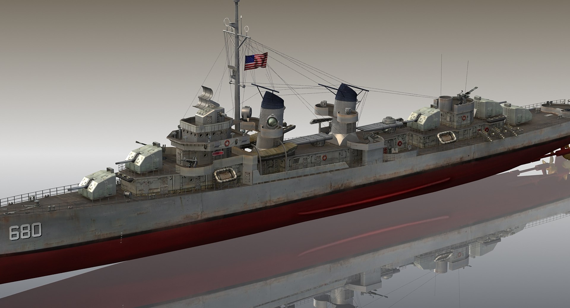 Uss melvin dd fletcher 3D model - TurboSquid 1222391