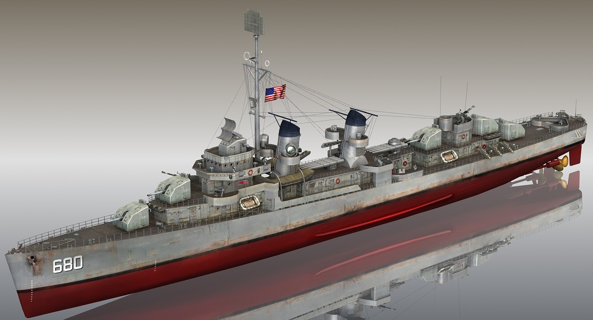 Uss Melvin Dd Fletcher 3D Model - TurboSquid 1222391