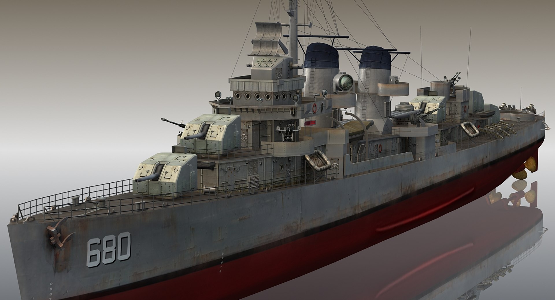 Uss melvin dd fletcher 3D model - TurboSquid 1222391